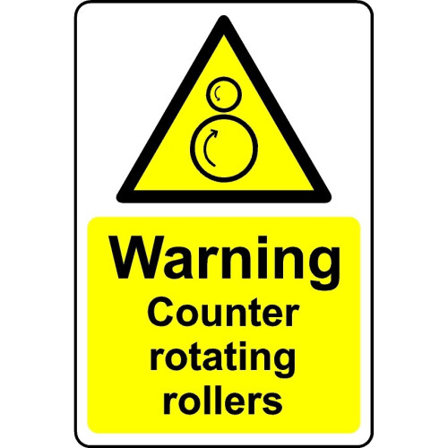 Warning counter rotating rollers safety sign - 1mm Plastic sign - 400mm ...