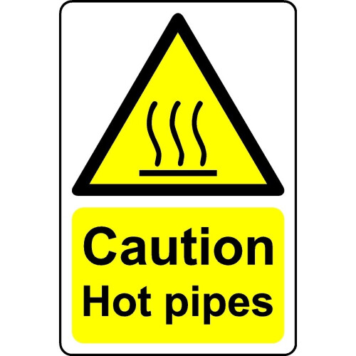 Caution hot pipes safety sign - 3mm Aluminium sign - 400mm x 300mm on OnBuy