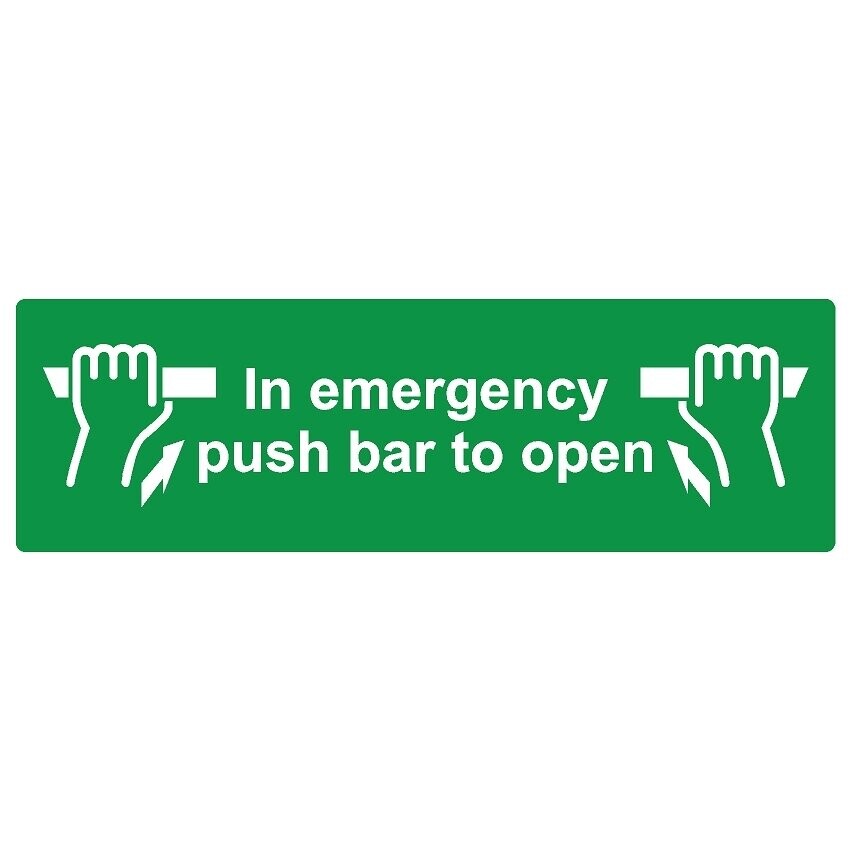 In emergency push bar to open safety sign (L) - 3mm Aluminium sign ...