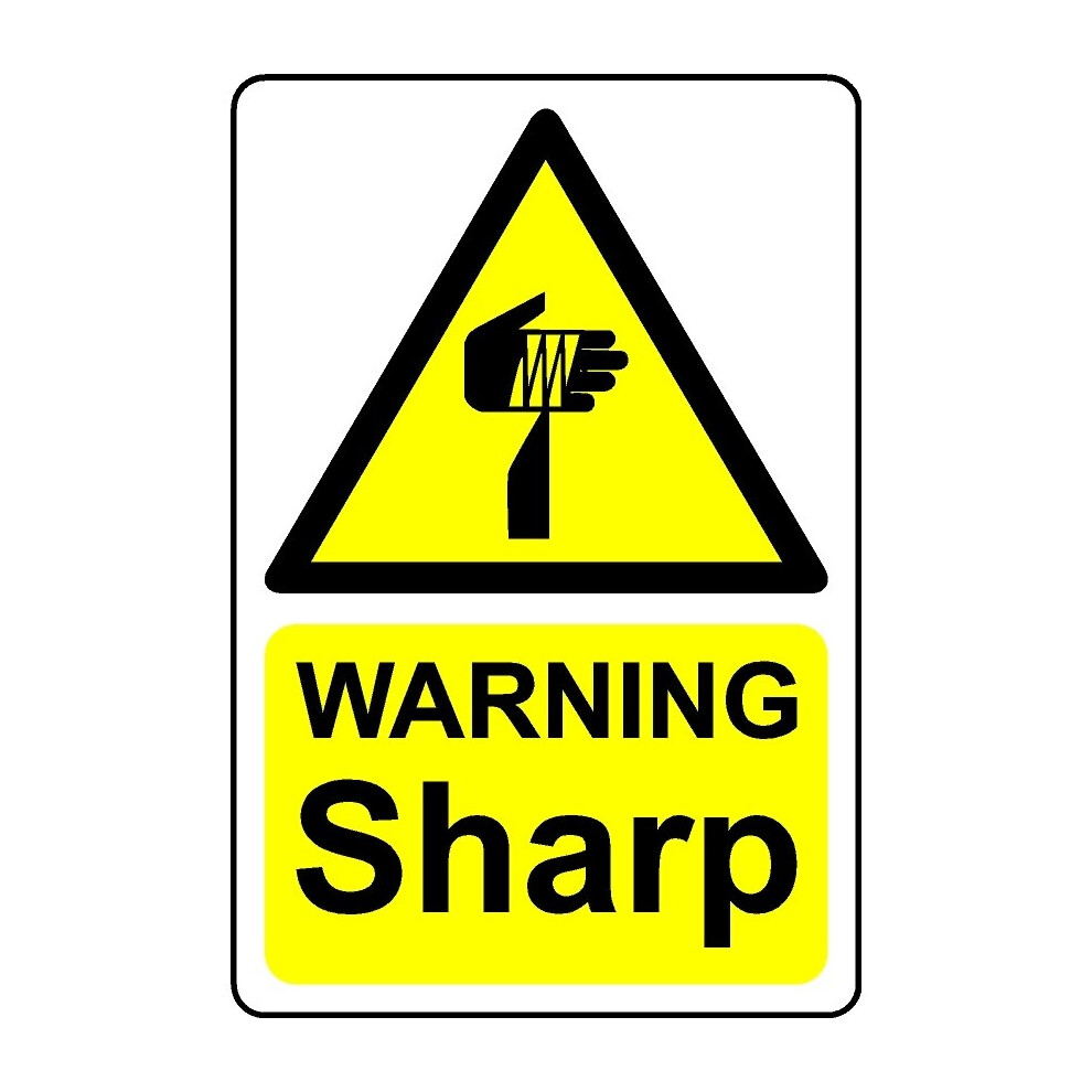 Warning sharp safety sign - 1mm Plastic sign - 100mm x 150mm on OnBuy