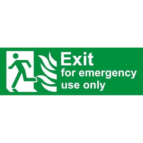 Exit for emergency use only fire pictogram safety sign (L) - 3mm ...