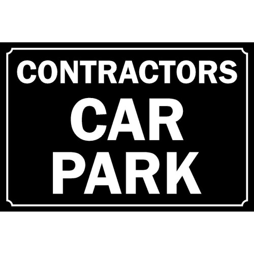 Contractors car park safety sign - Self adhesive sticker - 400mm x ...