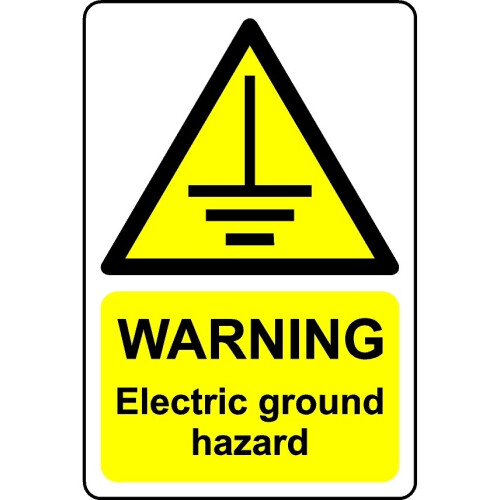 Warning electric ground hazard safety sign - 3mm Aluminium sign - 200mm ...