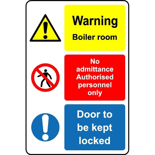 Warning boiler room door to be kept locked safety sign - 3mm Aluminium ...