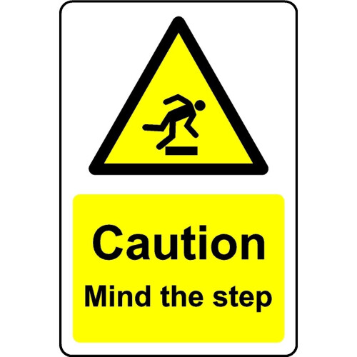 Caution mind the step safety sign - 1mm Plastic sign - 300mm x 200mm on ...