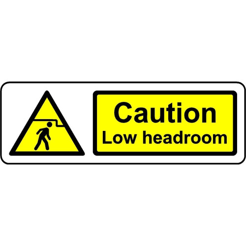 Caution low headroom safety sign (L) - 3mm Aluminium sign - 450mm x ...