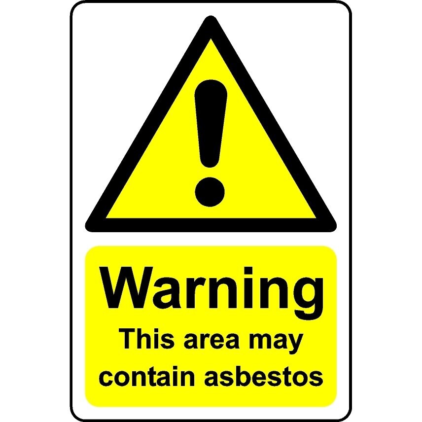 Warning this area may contain asbestos safety sign - 1mm Plastic sign ...