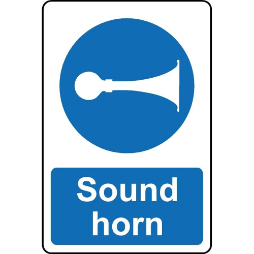 Sound horn safety sign - 3mm Aluminium sign - 400mm x 300mm on OnBuy