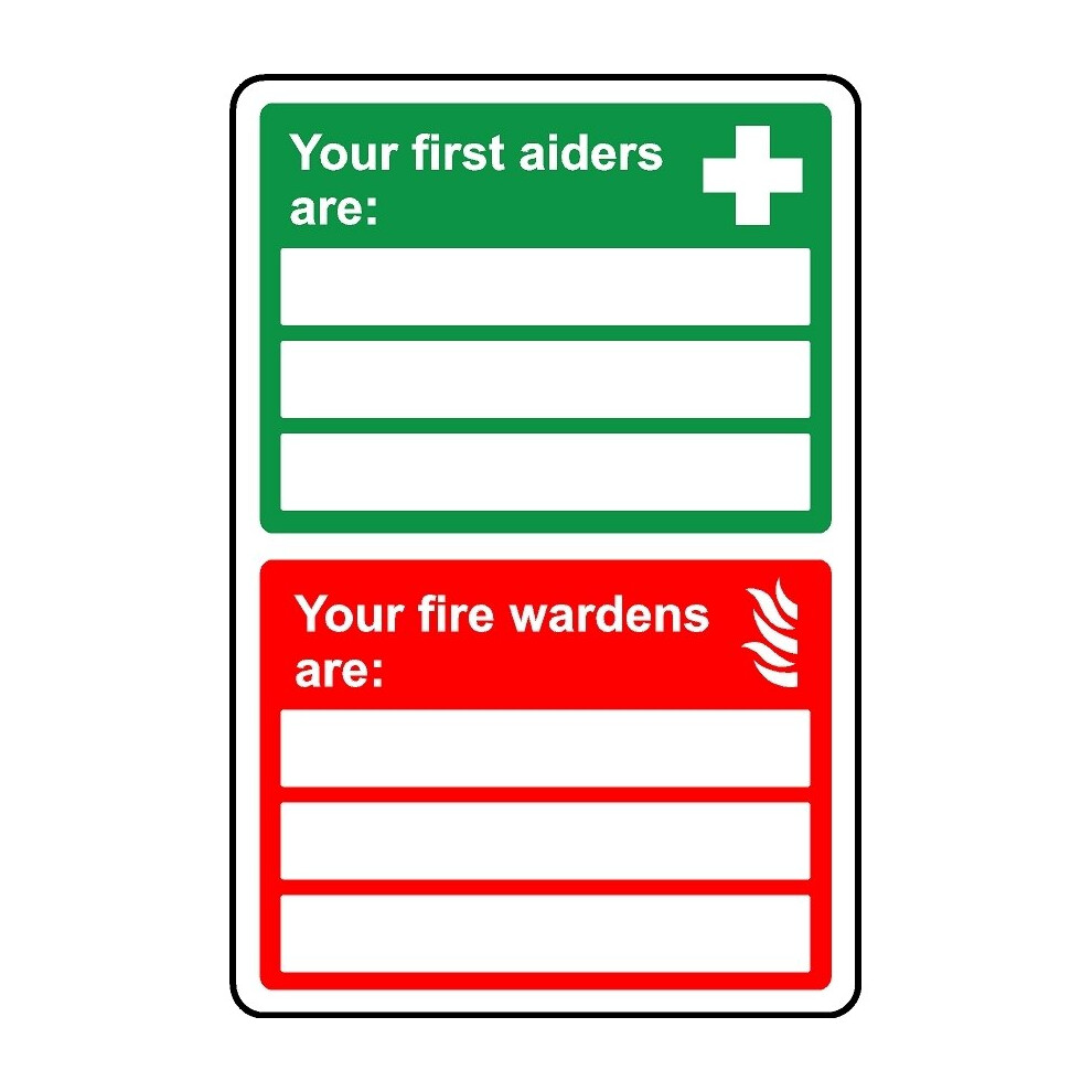 You first aiders are blank You fire wardens are blank safety sign - 3mm ...