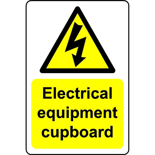 Electrical equipment cupboard safety sign - 3mm Aluminium sign - 400mm ...