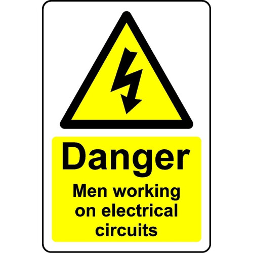 Danger men working on electrical circuits safety sign - 1mm Plastic ...