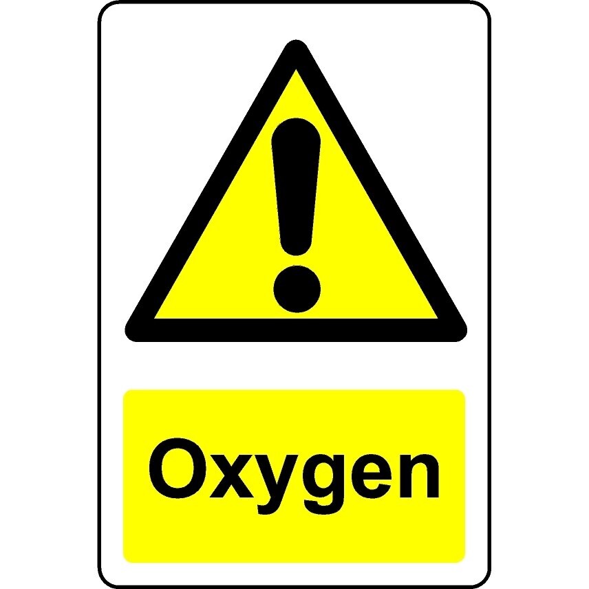 Oxygen safety sign - 1mm Plastic sign - 100mm x 150mm on OnBuy
