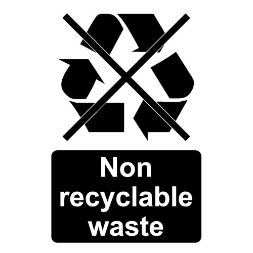 Non recyclable waste safety sign - 1mm Plastic sign - 400mm x 300mm on ...