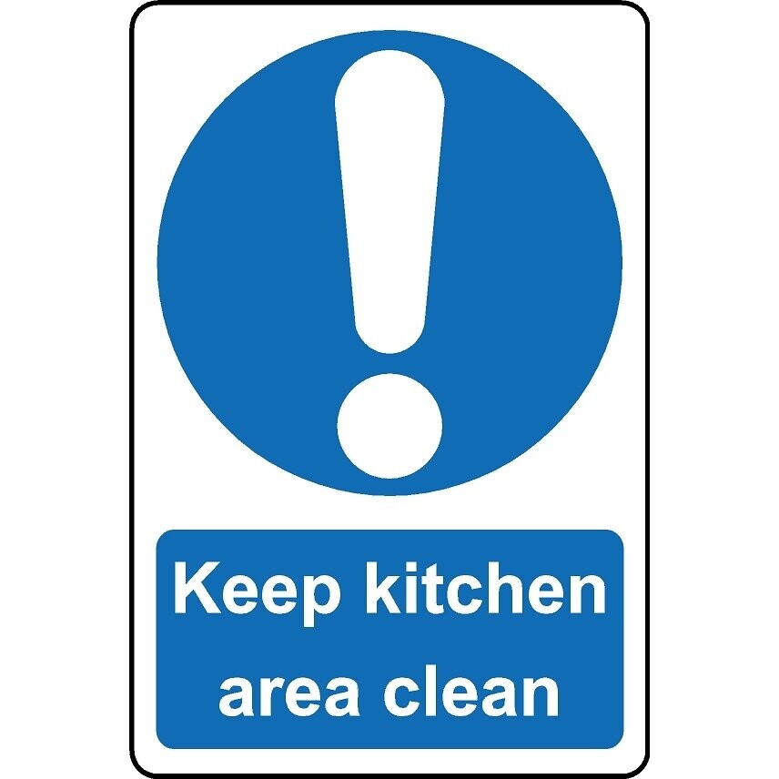 Keep kitchen area clean safety sign - 3mm Aluminium sign - 400mm x ...