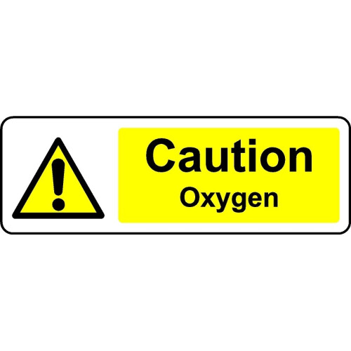 Caution oxygen safety sign (L) - 1mm Plastic sign - 300m x 100mm on OnBuy