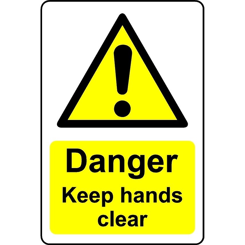 Danger keep hands clear safety sign - 3mm Aluminium sign - 600mm x ...