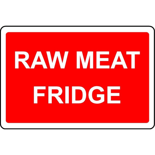 Raw meat fridge safety sign - 1mm Plastic sign - 100mm x 150mm on OnBuy