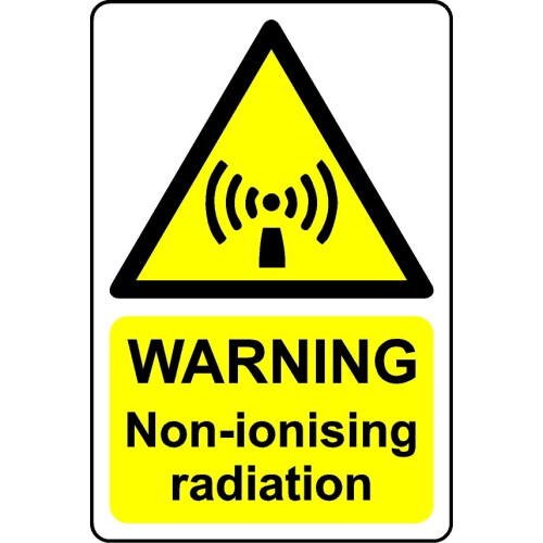 Warning non-ionising radiation safety sign - 1mm Plastic sign - 100mm x ...