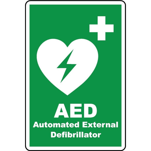 AED automated external defibrillator safety sign - 1mm Plastic sign ...