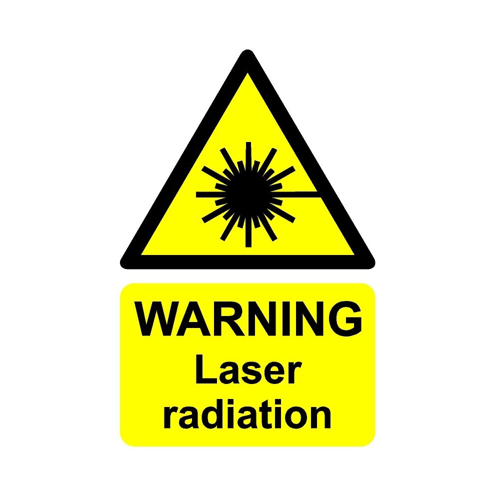 Warning laser radiation safety sign - 3mm Aluminium sign - 200mm x ...
