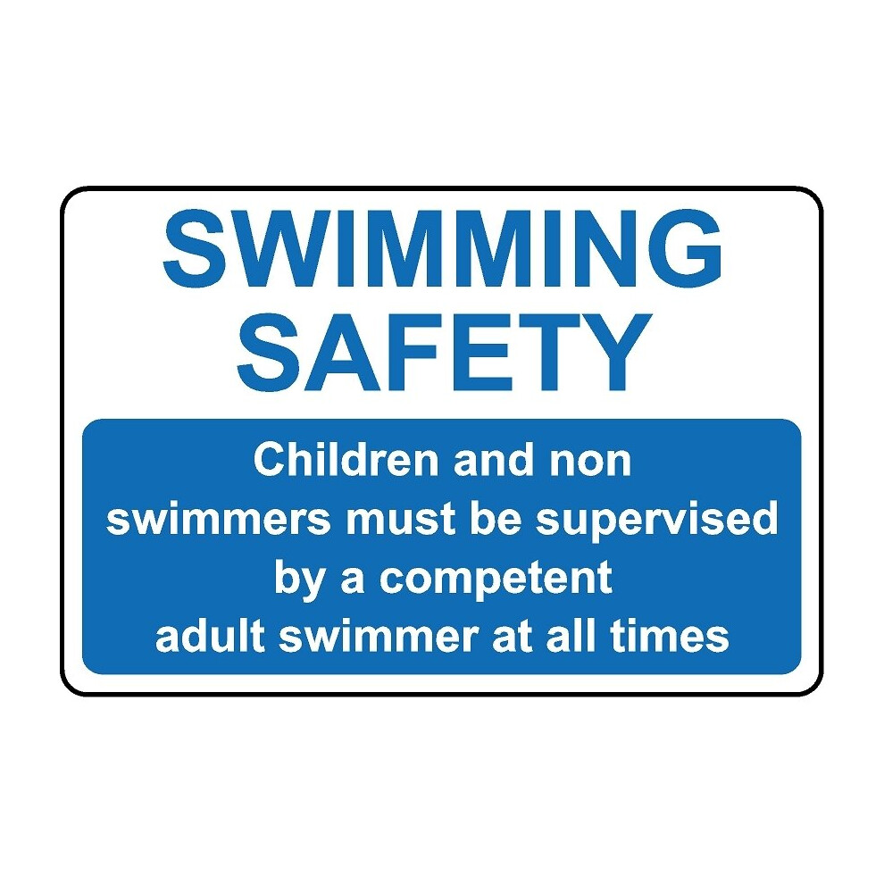Swimming safety children must be supervised by an adult safety sign ...