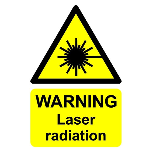Warning laser radiation safety sign - 3mm Aluminium sign - 400mm x ...