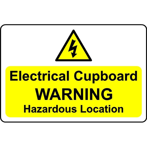 Electrical cupboard warning hazardous location safety sign - 1mm ...