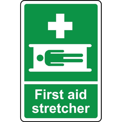 First aid stretcher safety sign - 1mm Plastic sign - 200mm x 150mm on OnBuy