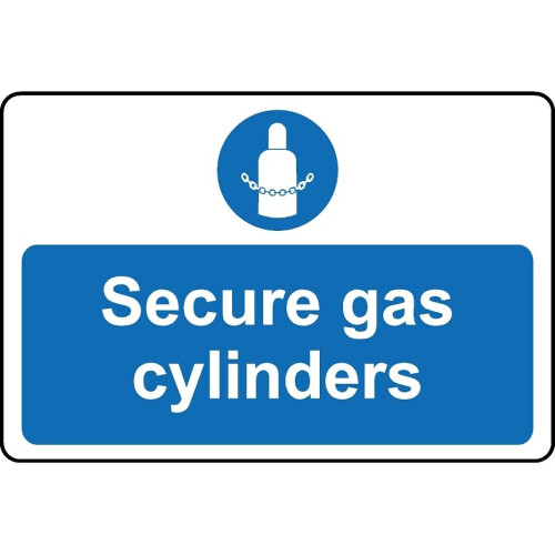 Secure gas cylinders safety sign - 1mm Plastic sign - 200mm x 150mm on ...