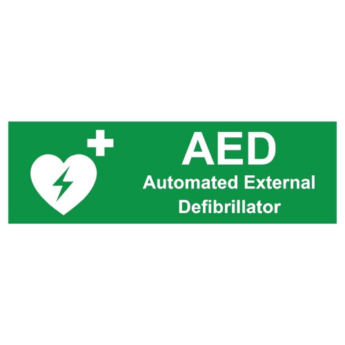 AED automated external defibrillator safety sign (L) - 1mm Plastic sign ...