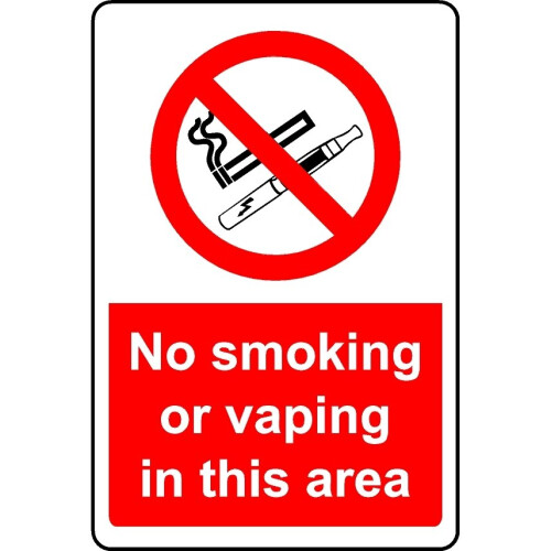 No smoking or vaping in this area safety sign - 1mm Plastic sign ...