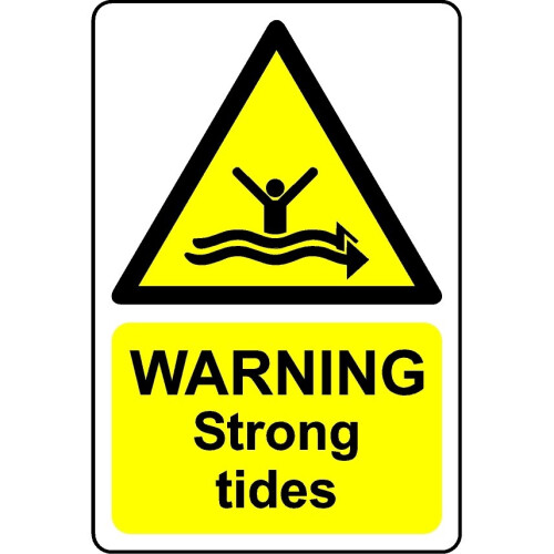 Warning strong tides safety sign - 1mm Plastic sign - 300mm x 200mm on ...