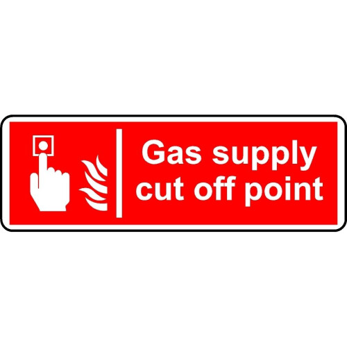 Gas supply cut off point safety sign (L) - 1mm Plastic sign - 450mm x ...