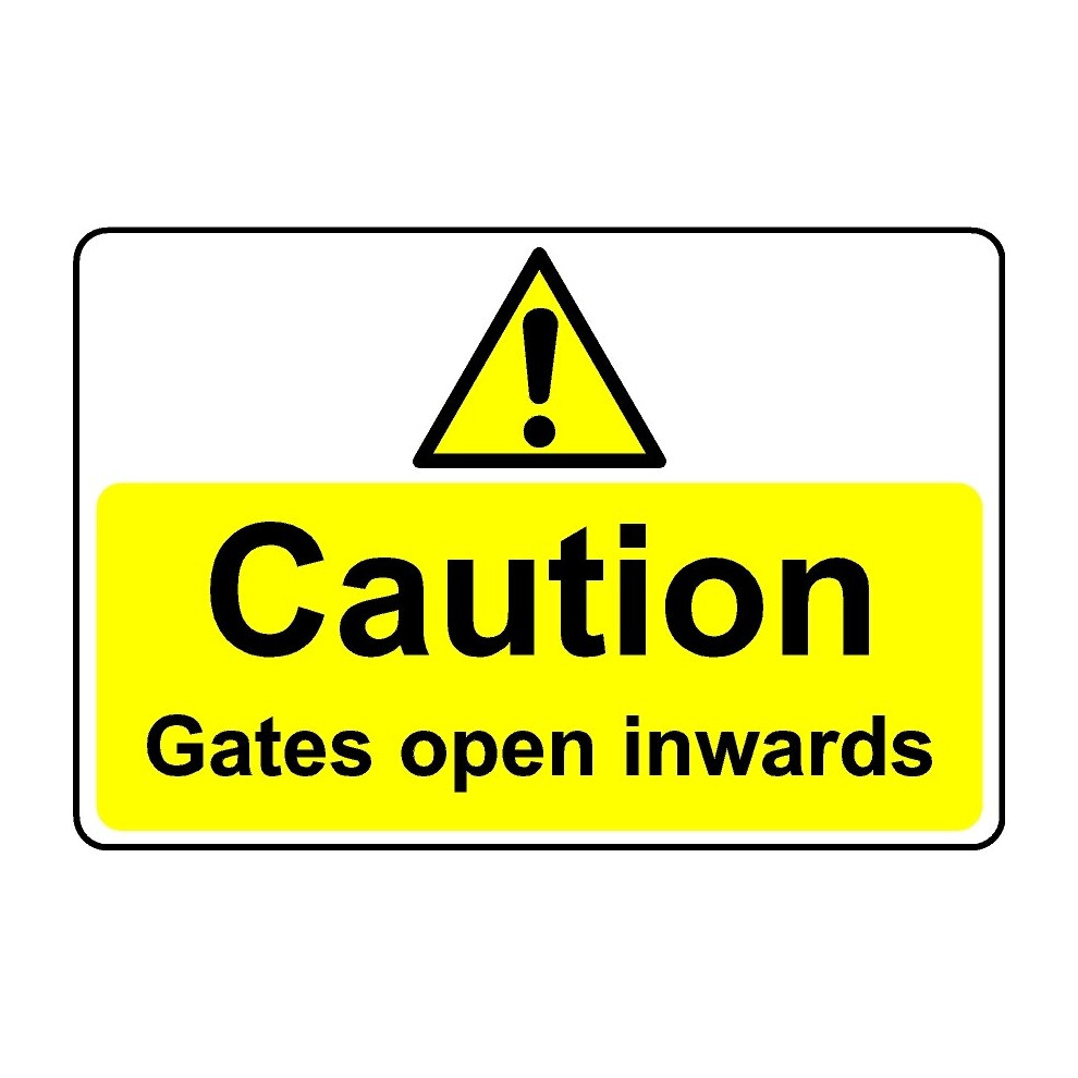 Caution gates open inwards safety sign - 3mm Aluminium sign - 400mm x ...
