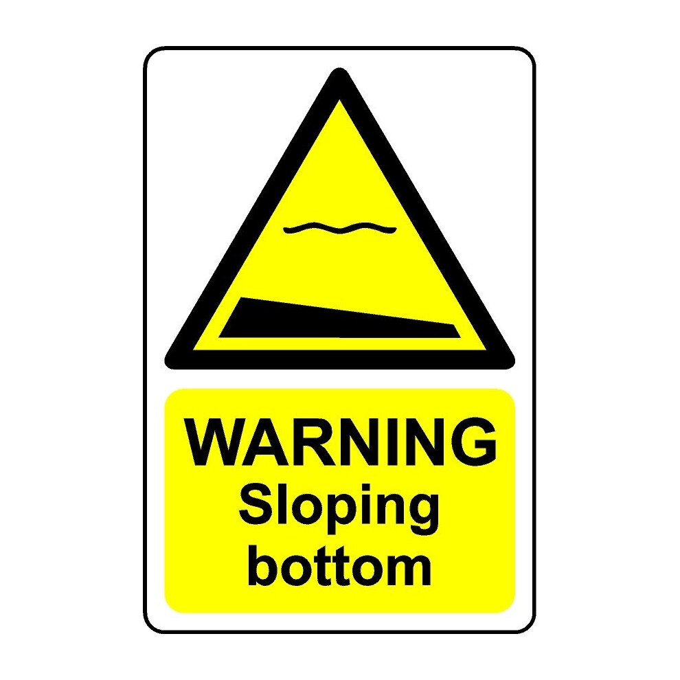 Warning sloping bottom safety sign - 3mm Aluminium sign - 800mm x 600mm ...