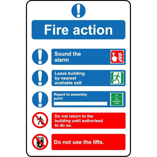 Fire action instructions sound the alarm safety sign - 3mm Aluminium ...