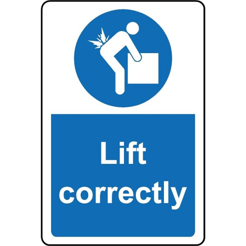 Lift correctly safety sign - Self adhesive sticker - 100mm x 150mm on OnBuy