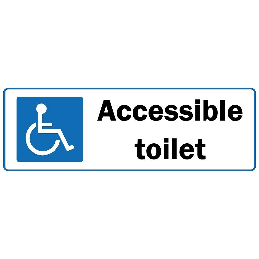 Accessible toilet safety sign (L) - 1mm Plastic sign - 450m x 150mm on ...