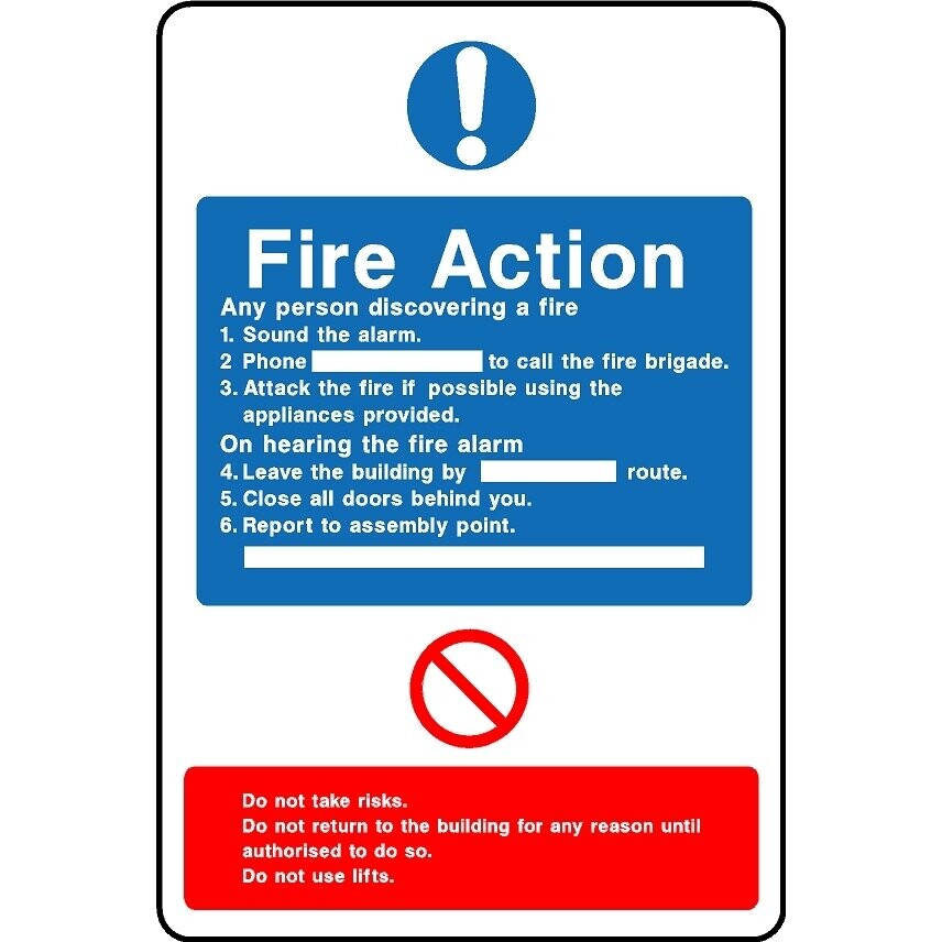 Fire action if you discover a fire do not use lifts instructions safety ...