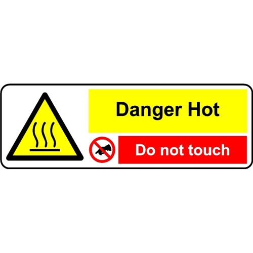Danger hot do not touch safety sign (L) - 1mm Plastic sign - 450mm x ...
