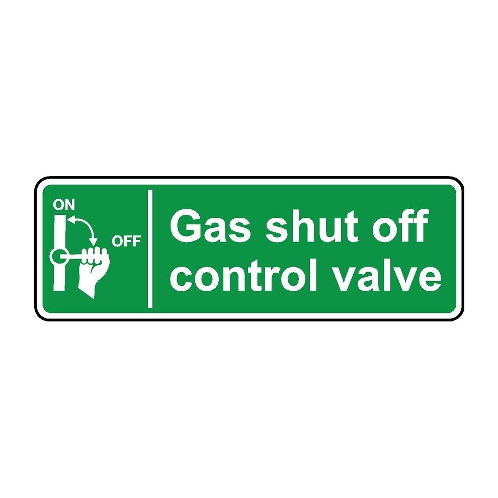 Gas shut off control valve safety sign (L) - Self adhesive sticker ...