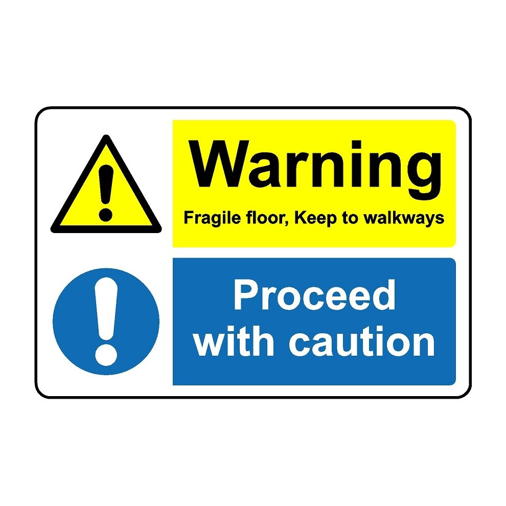 Warning fragile floor keep to walkways proceed with caution safety sign ...
