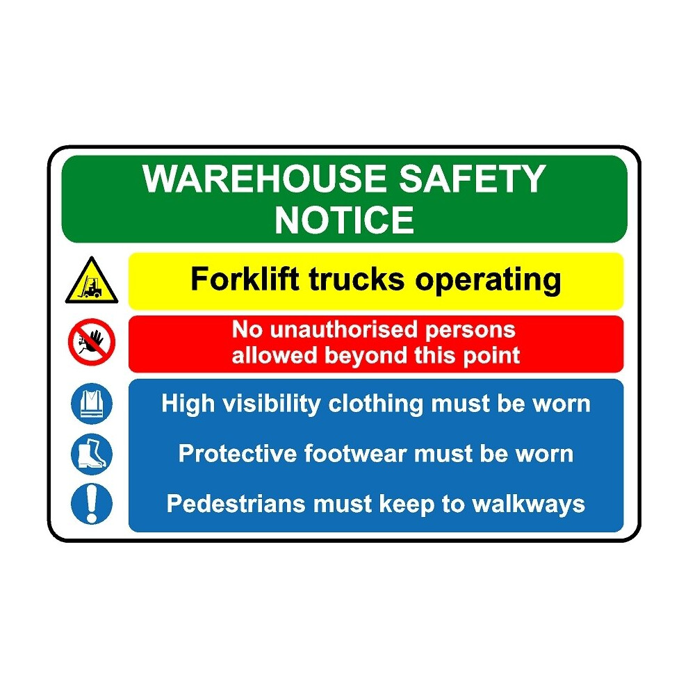 Warehouse safety notice forklift trucks operating safety sign - 3mm ...