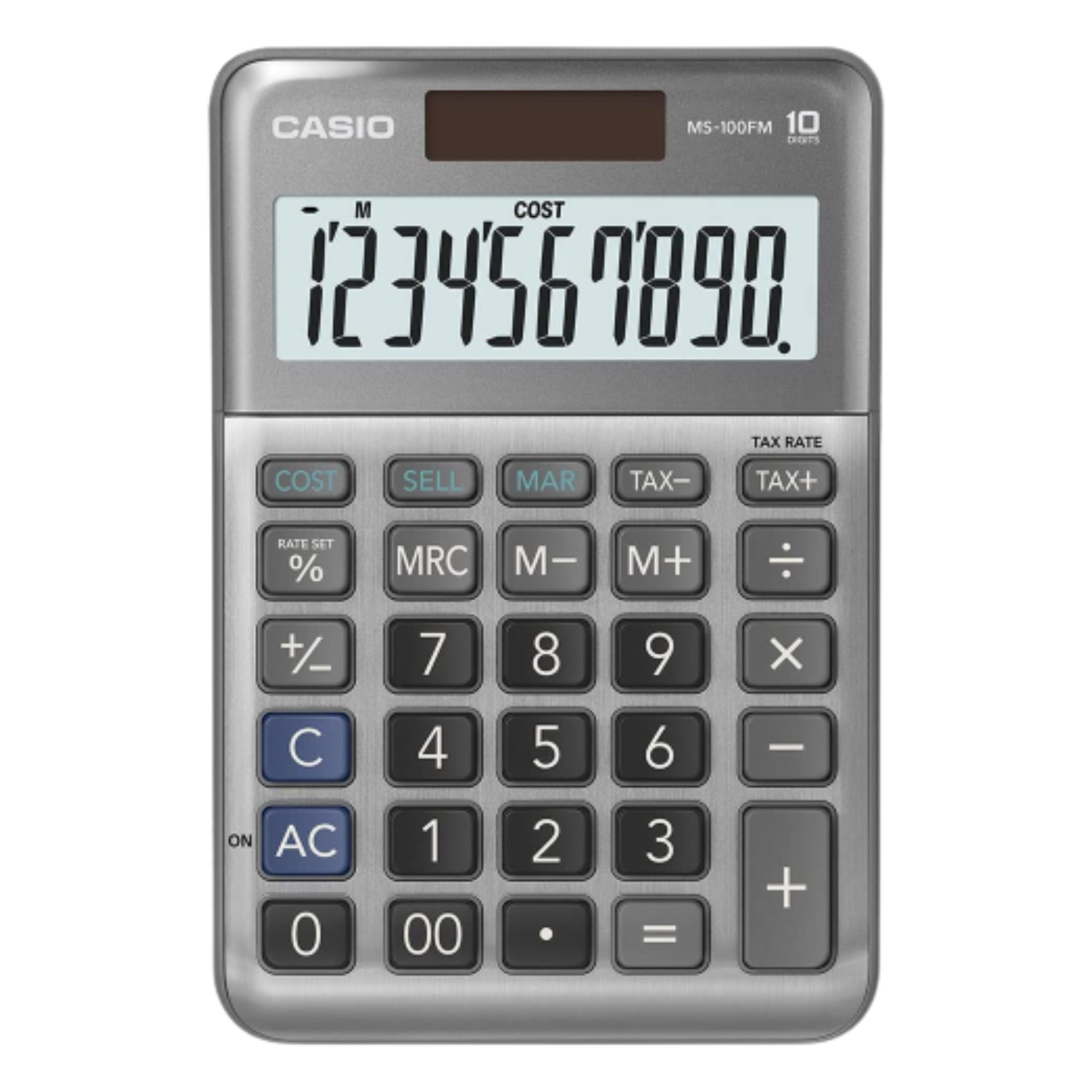 Calculadora de mesa cinza Casio MS-100FM Tela: 10 operadas por bateria, solar (L x A x P) 101 x ...