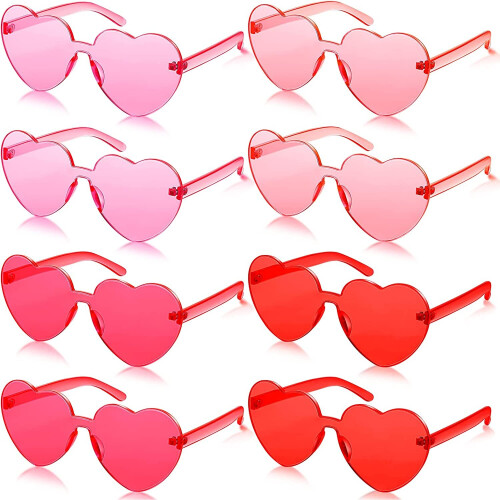 8 Pairs Rimless Sunglasses Heart Shaped Frameless Glasses Trendy On Onbuy