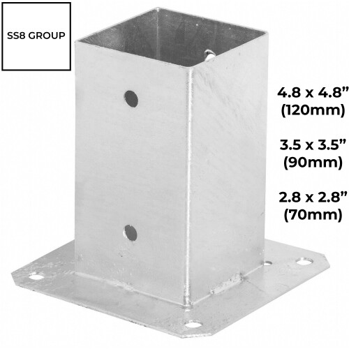 Heavy Duty Galvanised Bolt Down SQUARE POST Fence Foot Base Support on ...