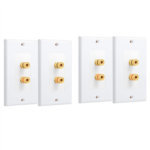 4 Pack Single 1.0 Speaker Wire Wall Plate (Banana Plug Wall Plate) for ...
