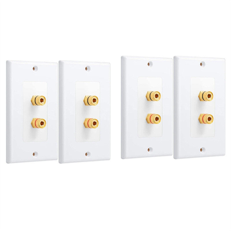 4 Pack Single 1.0 Speaker Wire Wall Plate (Banana Plug Wall Plate) for ...