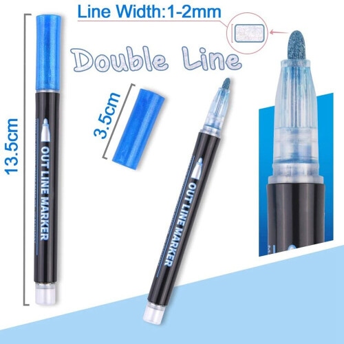 Double Line Outline 12 Colors Outline Metallic Markers Glitter Outline ...