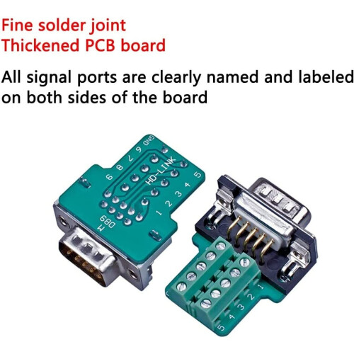 Solderless RS232 D-SUB Serial to 9 Pin Terminal Block Socket Adapter ...